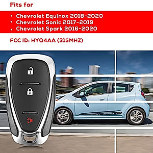 KRSCT Fits for Keyless Entry Remote Control Replacement Smart Key Proximity Fob Chevrolet Equinox 2018-2020/Chevrolet Sonic 2017-2019/Chevrolet Spark 2016-2020 FCC ID: HYQ4EA (315MHZ)