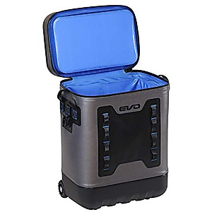 Evolution Outdoor EVO Leak Proof Rolling Cooler 25 Quart, 16x 12x 22in. Insulated Cooler Bag with ABS Molded Top, 8 Accessory Loops, Retractable 4-Stage Handle
