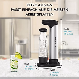 Sodaology Sparkling Water Maker with Two 1L BPA-Free Reusable Carbonating Bottles (CO2 Cylinder Not Included)