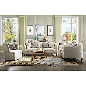 BOWERY HILL Contemporary Fabric Sofa in Shimmering Pearl Beige