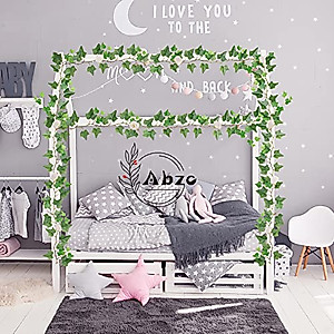 Abzo 57 Pcs Fake Ivy Leaves Artificial Ivy Wreath Green Leaf Plants for Wall Hanging Plants Greenery Background Furniture Bedroom Wedding Decor DIY Jungle Themed Party Decor
