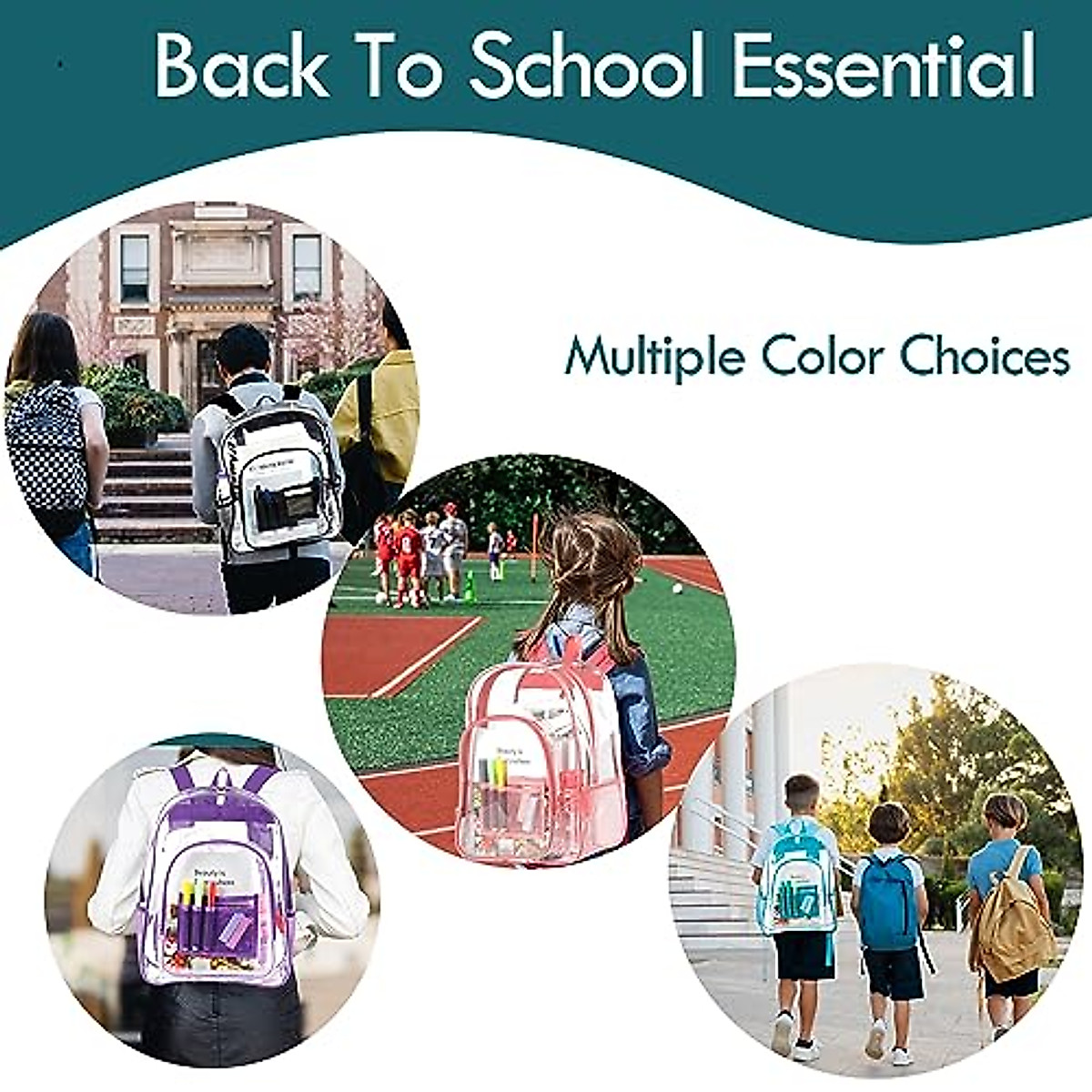 Clear Backpack Heavy Duty Clear Bookbag See Through Backpack Transparent Plastic Bookbags for School Work,Boys Girls Adults