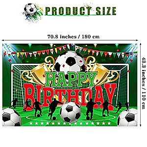 durony Soccer Party Backdrop Sports Themed Party Decoration Soccer Happy Birthday Banner Wall Hanging Decor Photo Background for Holiday Birthday Party Supplies, 70.8 x 43.3 Inches