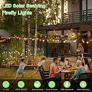 YOULESHU Oleshu Solar Firefly Light, Garden Lawn Firefly Light, Outdoor Waterproof Solar Light, Wind Swaying Light, Solar Garden Light, Patio, Path, Lawn Decoration (2 Pack Warm Light)