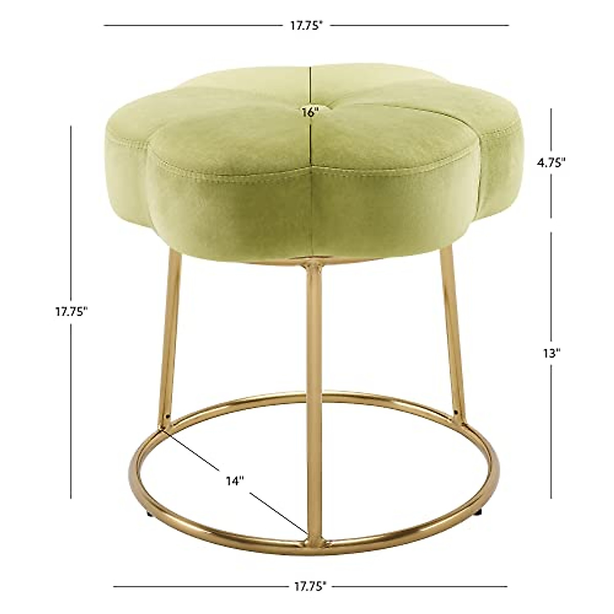 Linon Light Green and Gold Vanity and Accent Talulah Stool
