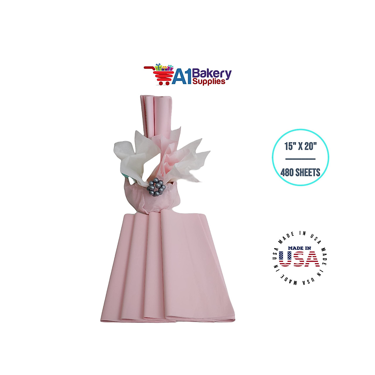 Bulk Blush Tissue Paper 15 inch X 20 inch 480 Sheets Premium Quality Gift wrap Tissue Paper A1 bakery supplies