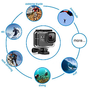 F1TP Waterproof Case Accessories for Go Pro Hero 8 Black Action Camera, 60M Waterproof Underwater Protective Shell，Accessories with Bracket, with Quick Release Mount and Thumbscrew