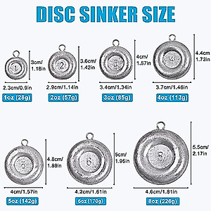Disc Sinkers Fishing Weights Saltwater Surf Fishing Weights Coin Sinkers 1oz 2oz 3oz 4oz 5oz 6oz 8oz Catfishing Gear Tackle Circle Fishing Sinker Weight Kit