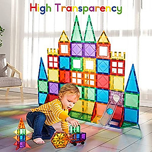 MagHub Magnetic Tiles for Kids, 85 PCS 3D Magnetic Blocks STEM Magnetic Building Blocks, Learning Educational Magnet Toys for Boys Girls Construction Kit Magnetic Toys for 3+ Years Old Kids Toddlers