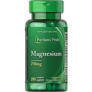 Puritans Pride Magnesium 250 Mg Caplets, 100 Count
