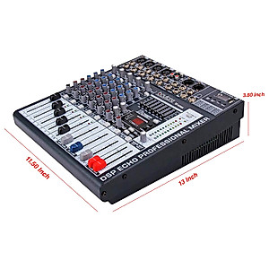 Boytone BT-60MX, 6 Channel Bluetooth Audio Mixer - DJ Sound Controller, USB MP3 Player, 4 XLR Microphone Jack, 7 Band EQ, 16 DSP Digital Multi Effects Processor, RCA IN-OUT Jack, 48V Phantom Power