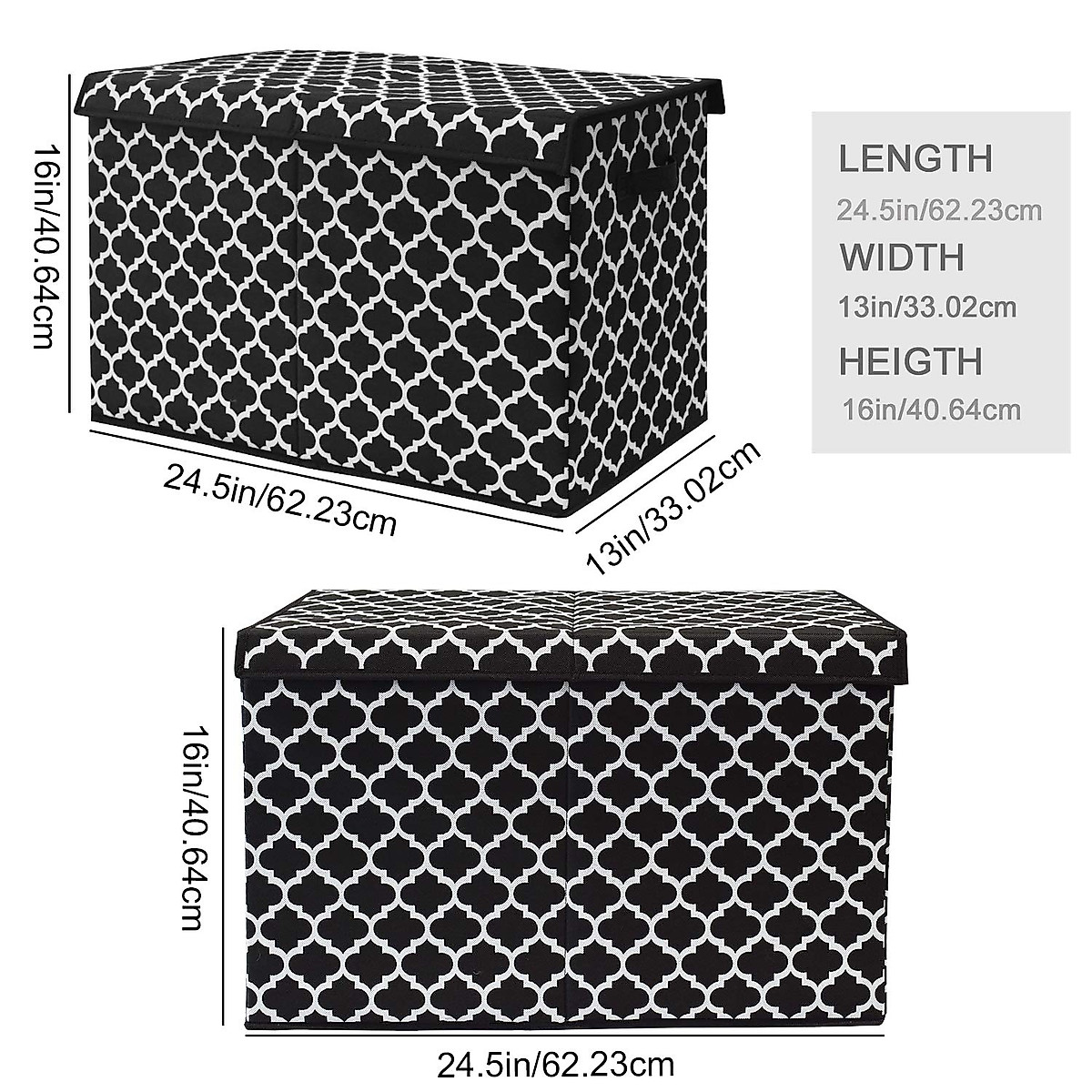 homyfort Toy Chest Box for Boys,Girls, Kids with Divider, Large Collapsible Storage Bins Container with Flip-Top Lid for Nursery, Playroom, Closet, Home Organization, 24.5"x13" x16" (Grey and BLACK)