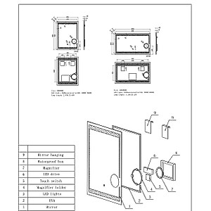 LED Backlit Illuminated Mirror 24". Wall Mounted for Bathroom, Makeup. Hardwired and Easy to Install. Bright White Light 20w Behind Rectangular Inset Frosted Glass for Flattering Glow