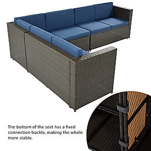 Merax 9-Piece Patio Furniture Set Outdoor Conversation PE Wicker Rattan Sectional Sofa, Coffee Table and Ottoman, Blue