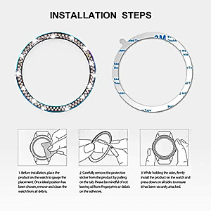 DEALELE Cases Compatible with Samsung Galaxy 3 (45mm), Bling Rhinestone Diamond Stainless Steel Metal Bezel Ring Cover Replacement Watch Face for Women Men (Rainbow)