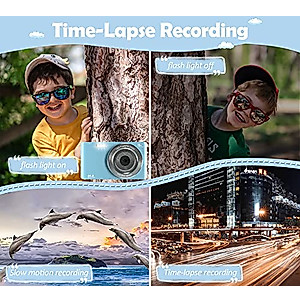 UIKICON Digital Camera, FHD 4K 44MP Kids Camera Video Camera with 32GB SD Card 16X Digital Zoom, Compact Point and Shoot Camera Portable Small Camera for Teens Students Boys Girls-Light Blue