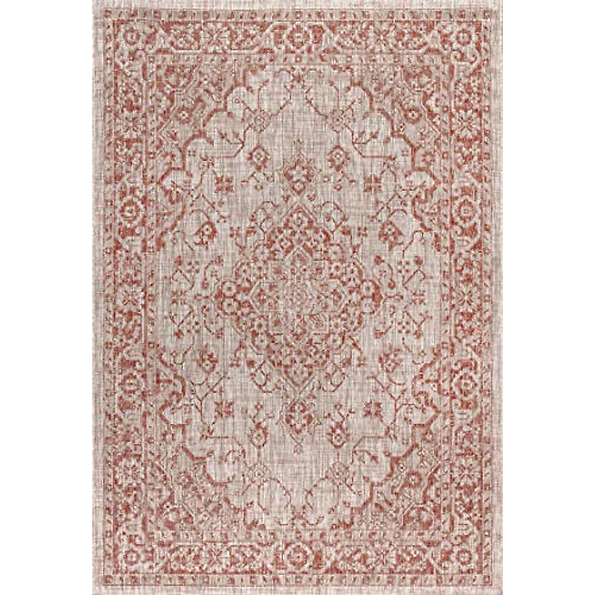 JONATHAN Y SMB102A-3 Rozetta Boho Medallion Textured Weave Indoor Outdoor Area -Rug Coastal Bohemian Rustic Glam Easy -Cleaning Bedroom Kitchen Backyard Patio Non Shedding, 3 X 5, Red/Taupe