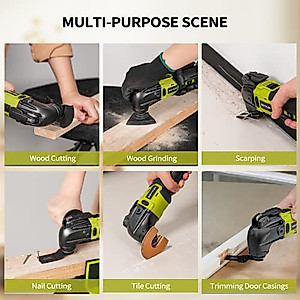 Oscillating Tool Kit, SEYVUM Brushless & Cordless Oscillating Saw With Max 20500 OPM, 4°Oscillating Angle, 6-Variable Speed, 20V Battery Powered & 22 Pcs Accessories Multi-Tool for Cut/Grind/Scraping
