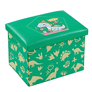 BRIAN & DANY Toy Storage Box, Kids Toy Storage Bins with Lids, Toy Chest Organizer for Room, 16.7x12.4x12.4 Cube (Green Dinosaur)