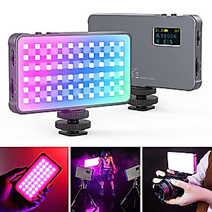 simorr P96L RGB Video Light Portable LED Camera Light Panel with Mini Tripod/Cold Shoe Adapter, Photography Lighting for Vlogging/Videography/Live Streaming 2500K-8000K -3861