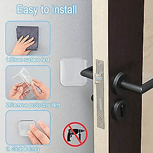 6 PCS Door Stopper Wall Protector, Transparent Square Door Knob Wall Shield, Soft Rubber Door Handle Bumper with Strong Self Adhesive, Thickened Door Bumpers for Walls (4 CM/Square, Clear)