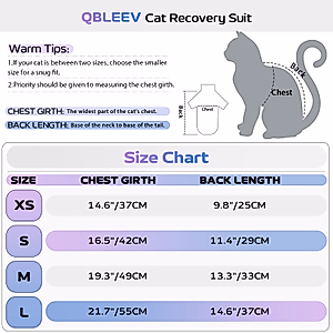 QBLEEV Cat Recovery Suit, Cat Surgery Recovery Suit Female, Kitten Cat Onesie for Cats After Surgery, Pet Cat Spay Surgical Recovery Suit Soft Cat Clothes Abdominal Wound Skin Diseases Protection L