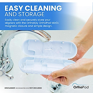 OrthoKey OrthoPod Dental Travel Case - Secure Storage for Aligners, Retainers, and Invisalign - Convenient Toothbrush and Toothpaste Holder - Clear Removable Grabber - Sterile Storage