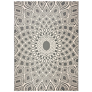 SAFAVIEH Courtyard Collection Area Rug - 9' x 12', Anthracite & Beige, Non-Shedding & Easy Care, Indoor/Outdoor & Washable-Ideal for Patio, Backyard, Mudroom (CY6616-23621)
