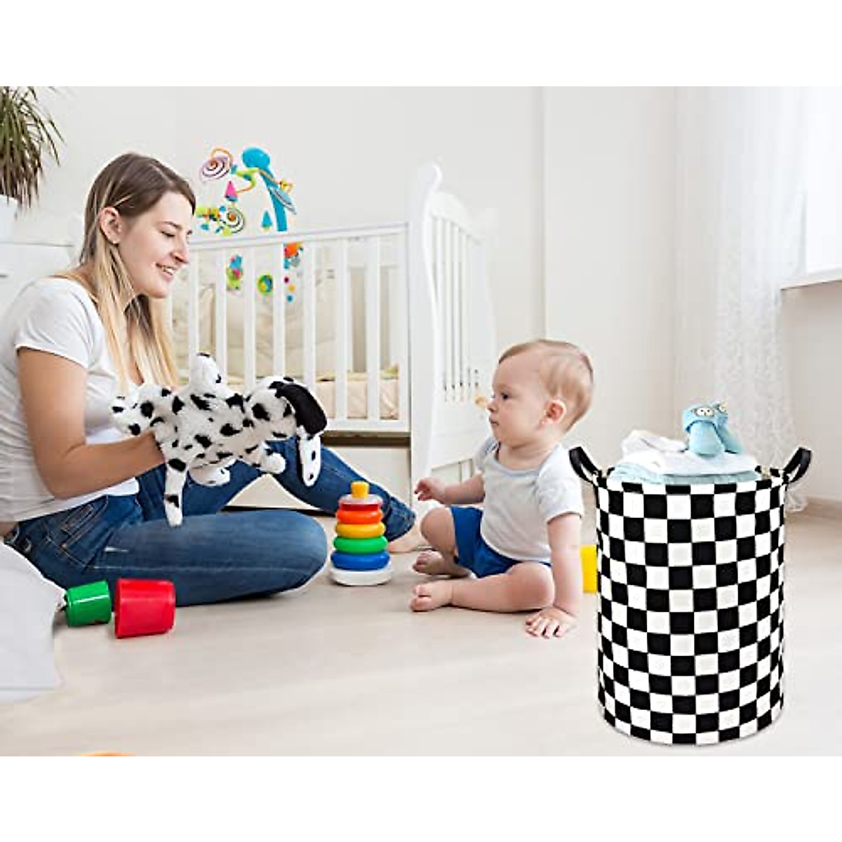 HIYAGON Boys Laundry Basket hamper Kids Storage Basket Car Toy Organizer Bins for Room Decor,Gift Basket for Bedroom(Racing Flag)