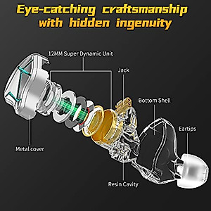 KZ ESX 12MM Dynamic Driver in Ear Monitor bass Earbuds with Microphone in-Ear Wired Headphones 10th Anniversary Special Earbuds with Coin (Mic)