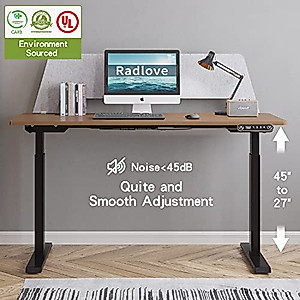 Radlove Dual Motor Electric Height Adjustable Standing Desk, 59 x 30 Inches Desk Whole-Piece Desk Board Electric Sit Stand Desk Home Office Table Ergonomic Desk