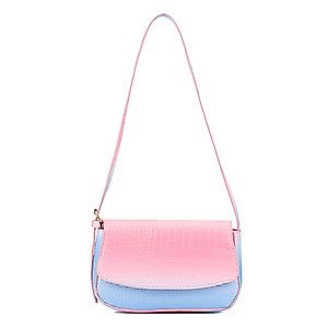 Olivia Miller Women's Fashion Aimee Ombre Bright Rainbow Faux Crocodile Leather Shoulder Bag w Adjustable Strap, Casual Trendy 90s Y2K Retro Evening Purse Handbag