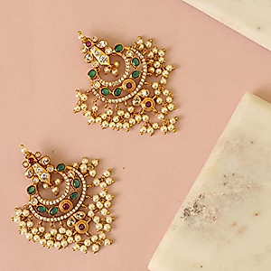 Tarinika Antique Gold Plated Ehimay Drop Earrings with Guttapusalu Design - Indian Earrings for Women | Perfect for Ethnic Occasions | Traditional South Indian Jewelry | 1 Year Warranty*