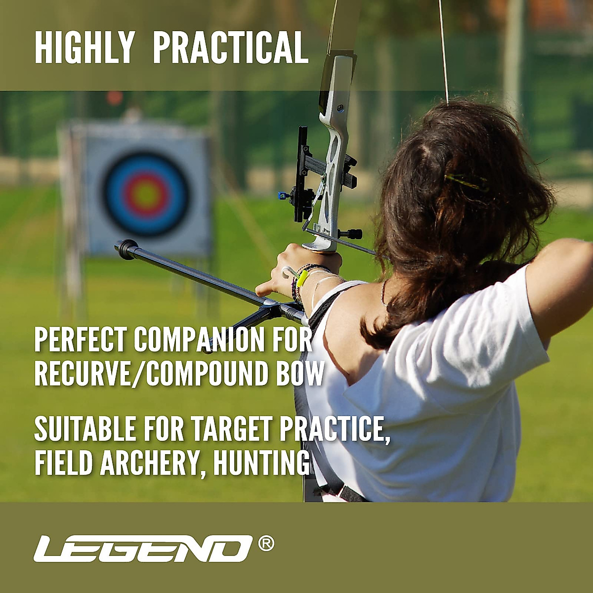 Legend Back Quiver - Tactical Arrow Holder, High-Density Polyester Fabric, Extra Shoulder Foam Padding - MOLLE System for Patches, Pouches - Zippered Storage for Archery & Hunting Accessories - Green