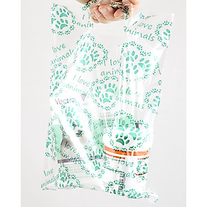 Pet Themed Clear Scatter Print Bags 9" x 12" Paw Prints & Hearts - Black & Red (MSP1008) 100ct bags per box