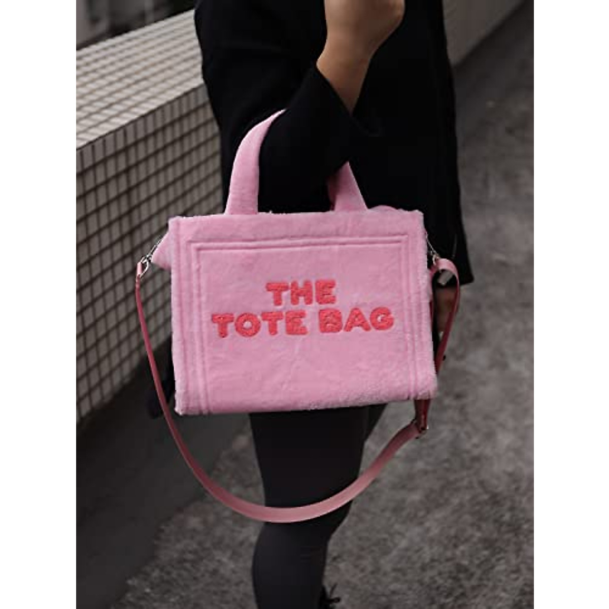 Fancy Forest The Tote Bag for Women with Zipper,Fluffy Faux Fur Handbag/tote bags