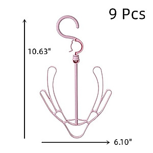 WDONAY 9 Pcs PP Material Double Hook Shoe Hanging Hook Rack Multifunctional Shoe Drying Rack-Pink Blue Green(3 Pcs Each)