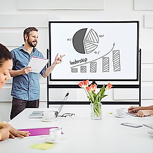 Large Dry-Erase Rolling Magnetic Whiteboard - 48 x 32 Inches White Board Height Adjust Double Sides Mobile Portable Easel on Wheels, Dry Erase Board with Stand for Office, Home & Classroom