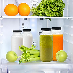 AiHeart 4pcs Glass Milk Bottles (32oz), Reusable & Dishwasher Safe, Perfect for Milk, Yogurt & More