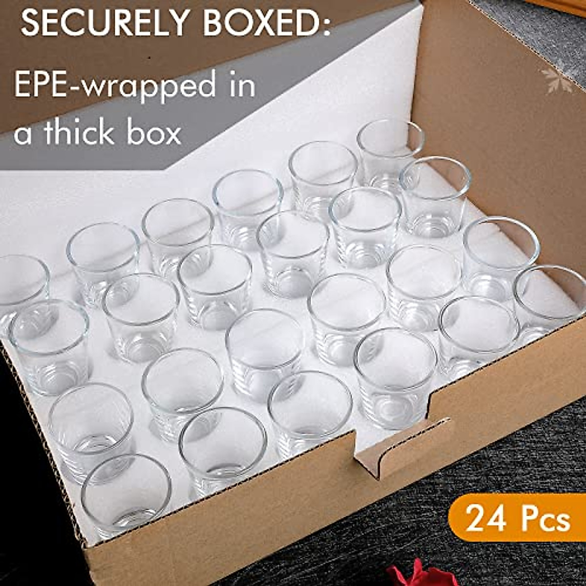 INFTYLE Shot Glasses Set of 24- 2oz /60ml Clear Shot Glass with Heavy Base Shot Glasses Bulk for Whiskey, Tequila, Vodka, Liqueur, Bars