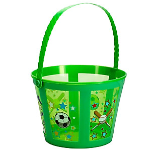 BFL Easter Baskets with Clear Printed Panels, 7x5 Inches Easter Egg Hunt Parade Decoration Gift Giving Craft Projects Table Centerpieces Keepsakes Easy Carry Seasonal Holiday Occasional Game Pack of 4