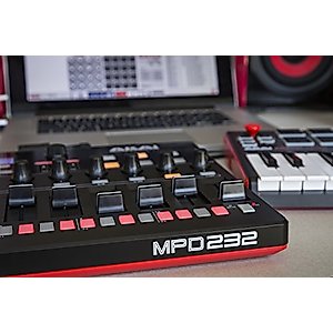 Akai Professional MPD232 | MIDI Drum Pad Controller with Software Download Package (16 pads / 8 knobs / 8 buttons / 8 faders)