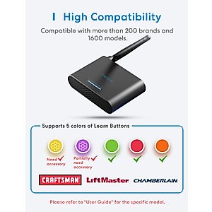 meross Smart Garage Door Opener Remote with External Antenna, Up to 3 Single Doors, APP Control, Compatible with Amazon Alexa, Google Assistant, SmartThings