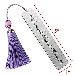 DYJYBMY Survivor Fighter Warrior, Metal Bookmark, Engraved Bookmark, Cancer Survivor, Cancer Fighter, Teacher Gift, Book Club Gift for Women Men Book Lover Friends Librarian