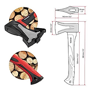 INTERTOOL 15” Wood Splitting Hatchet, 2.2 lbs, Small Splitter Maul, Firewood Camp Axe, Shock Absorbing Anti-Slip Handle HT-0274