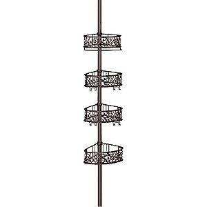 InterDesign Vine Constant Tension Shower Caddy – Bathroom Storage Shelves for Shampoo, Conditioner and Soap, Bronze