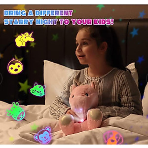 Cuteoy Plush Pink Unicorn Star Projector Musical Adjustable Singing Night Light Stuffed Animals Glowing Plushies Toy Gifts for Kids Birthday Easter Christmas,13''