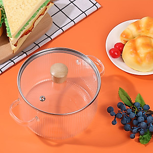 Glass Saucepan with Lid, 1.6L/54oz Heat Resistant Glass Stovetop Pot with Handles Non-Stick Borosilicate Glass Stovetop Soup Pot Glass Cooking Pot Safe Clear Cooking Pot for Soup Milk Sauce Pasta