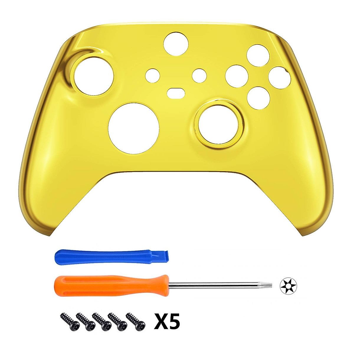 eXtremeRate Custom Shell for Xbox Core Wireless Controller - Revamp Your Gaming Gear - Chrome Gold Replacement Game Acessories Cover Faceplate for Xbox Series X & S Control [Controller NOT Included]