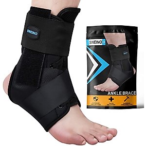 SNEINO Ankle Brace for Women & Men - Ankle Brace for Sprained Ankle, Ankle Support Brace for Achilles,Tendon,Sprain,Injury Recovery, Lace up Ankle Brace for Running, Basketball, Volleyball(Medium)